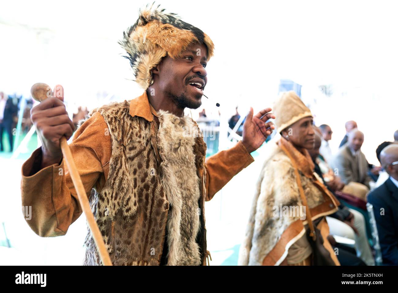 Poet LB Kgweba performs for The Countess of Wessex during a visit to ...