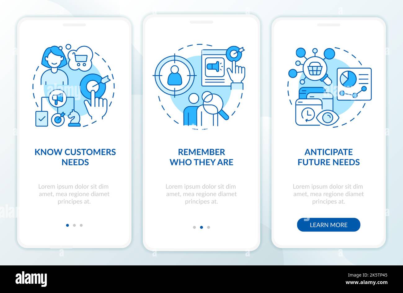 Customer Behavior Strategy Blue Onboarding Mobile App Screen Stock Vector Image And Art Alamy