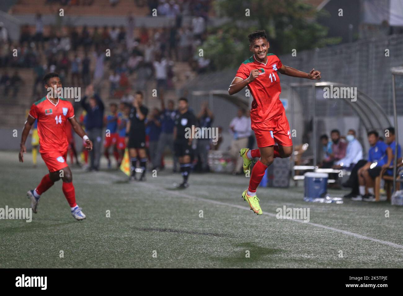 Mohammad Nazimuddin jumps in the air after giving Bangladesh a 10 ...