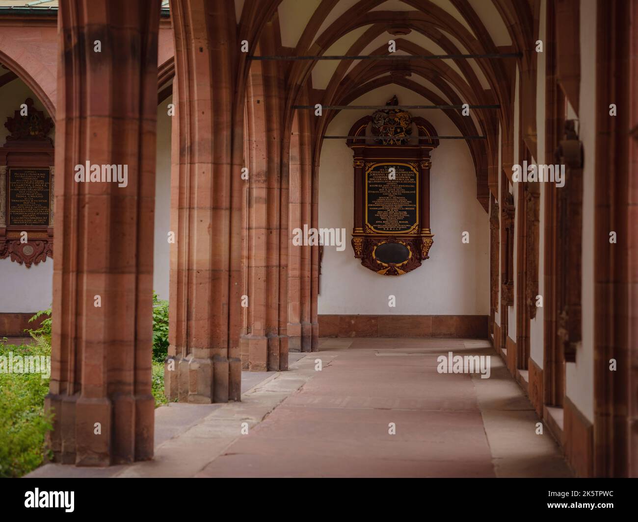Gothic Protestant cathedral of Basel with two spiers and tiled roof ...