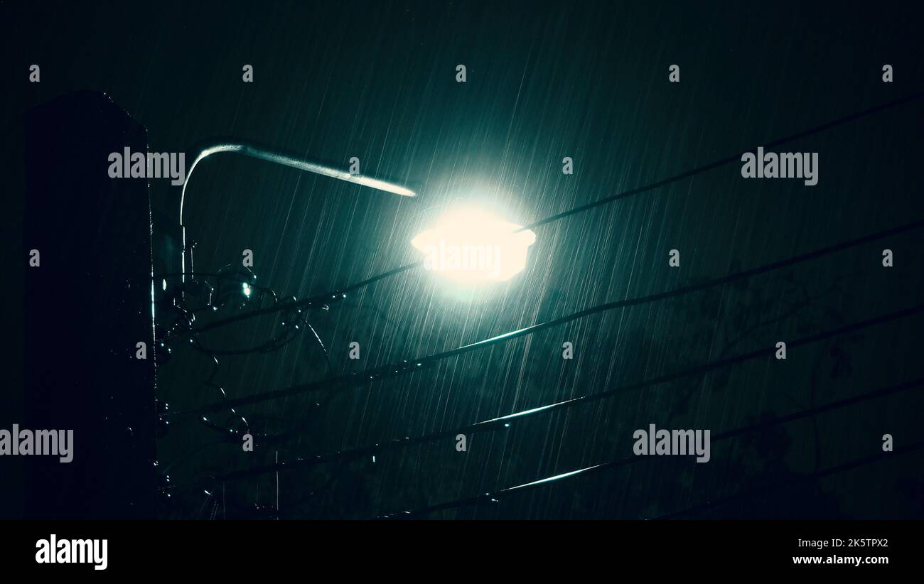 Raining Night and light. Rain Drops Falling in night at Bangkok ...