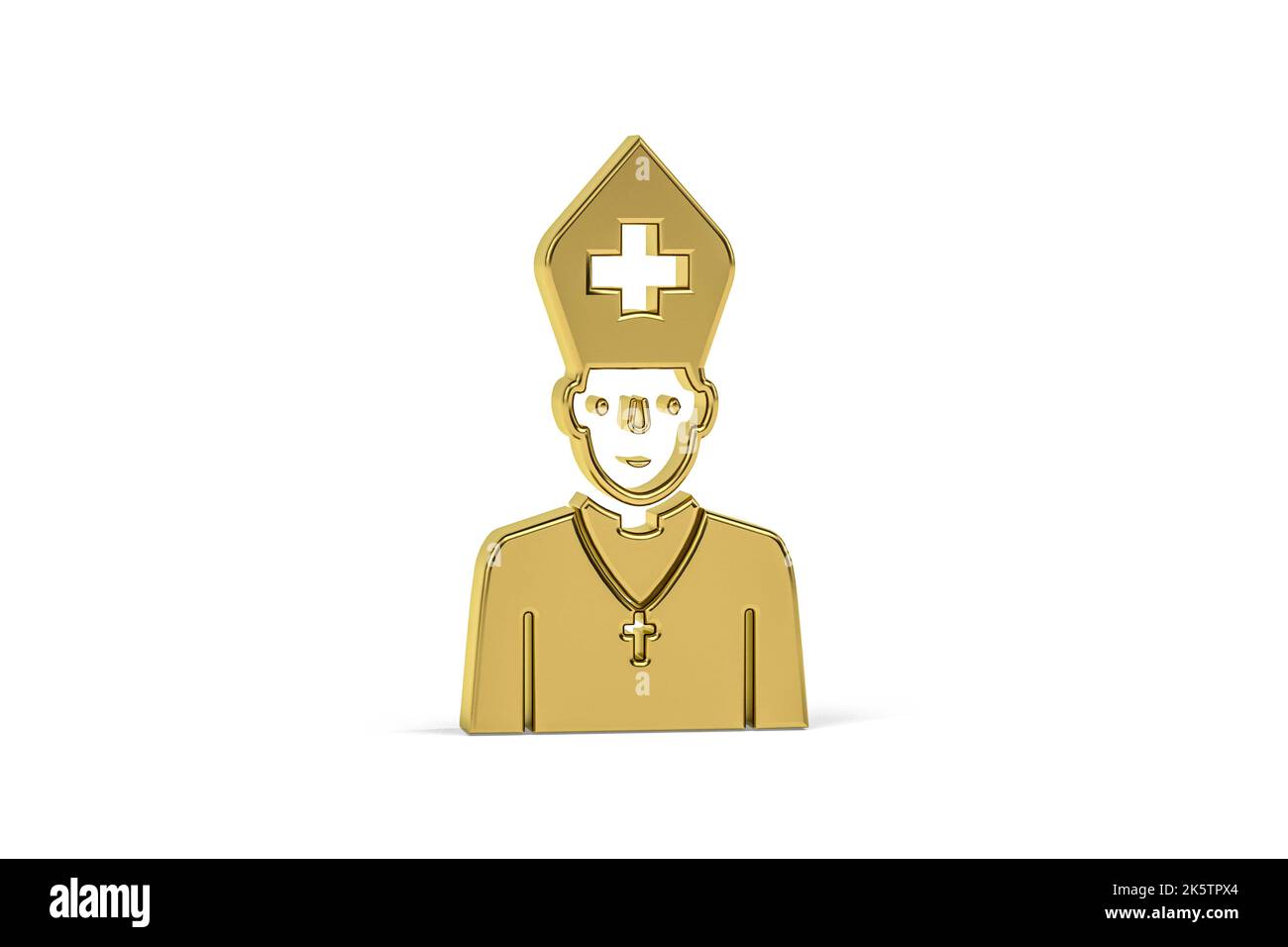Golden 3d pope icon isolated on white background - 3d render Stock ...