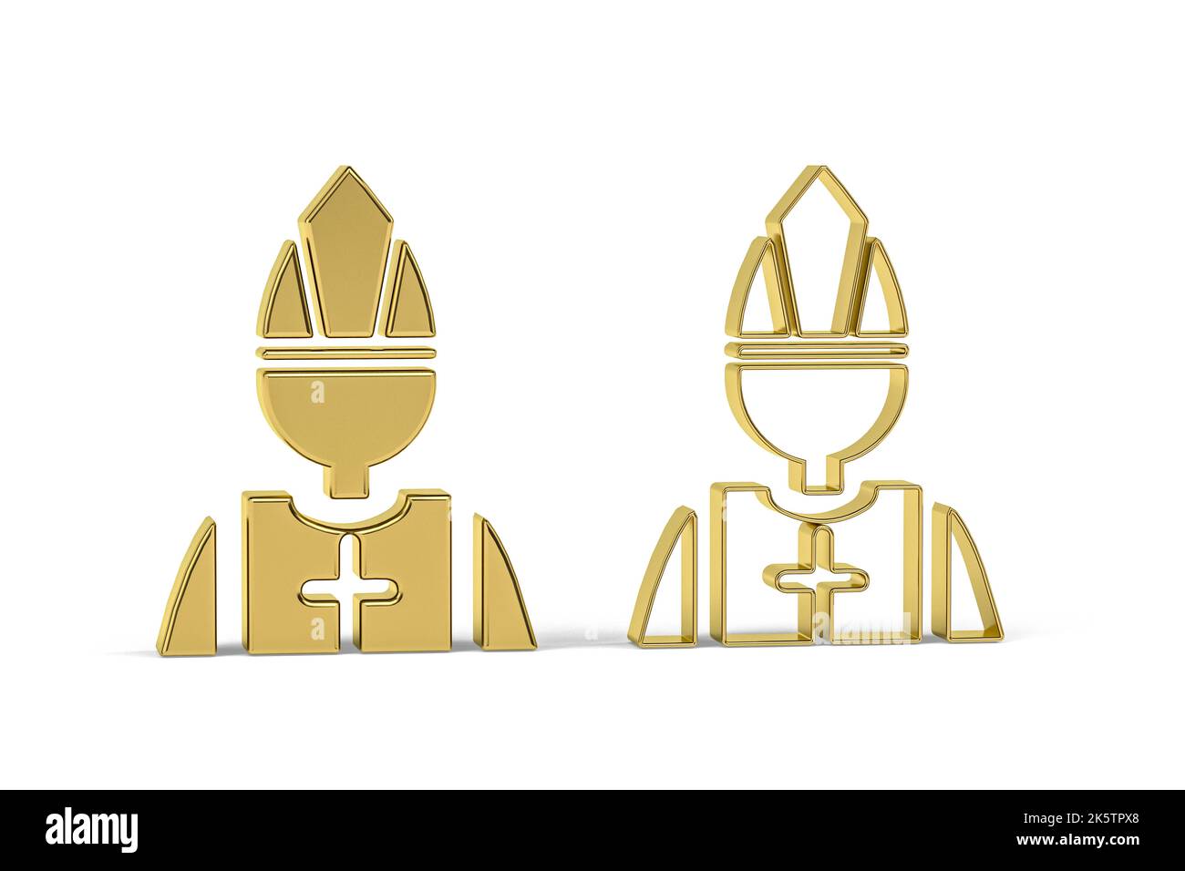 Golden 3d pope icon isolated on white background - 3d render Stock ...