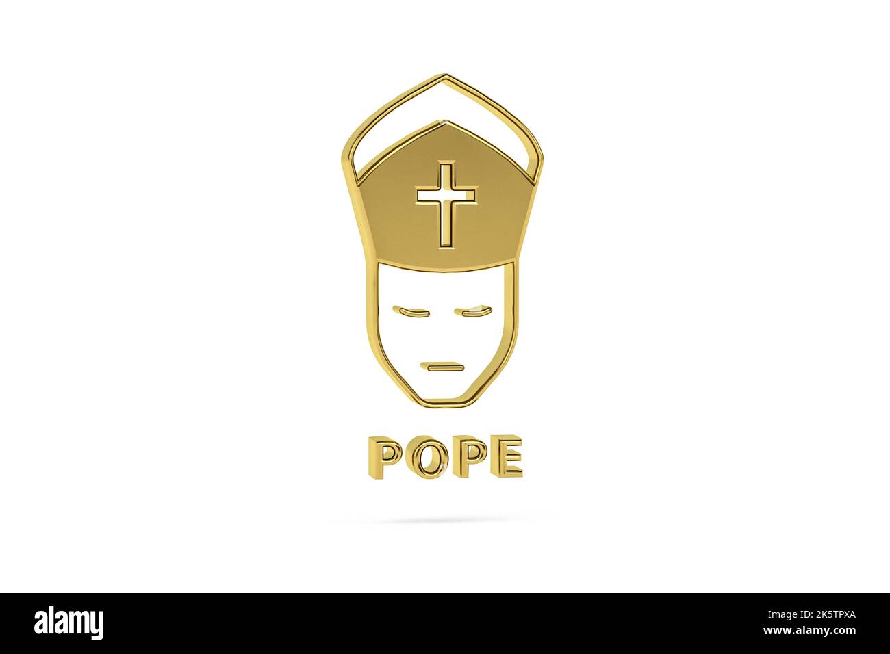 Golden 3d pope icon isolated on white background - 3d render Stock ...