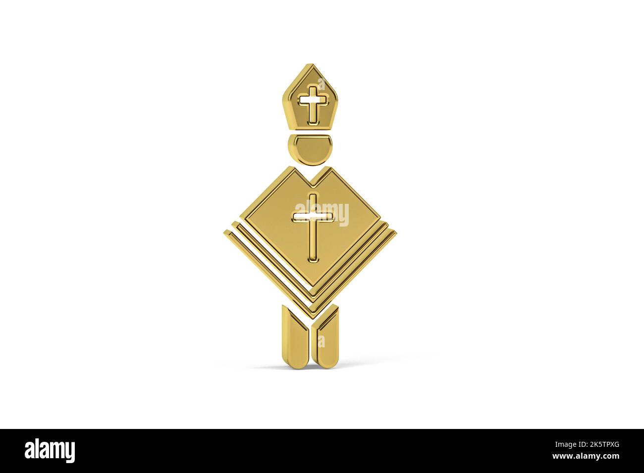 Golden 3d pope icon isolated on white background - 3d render Stock ...