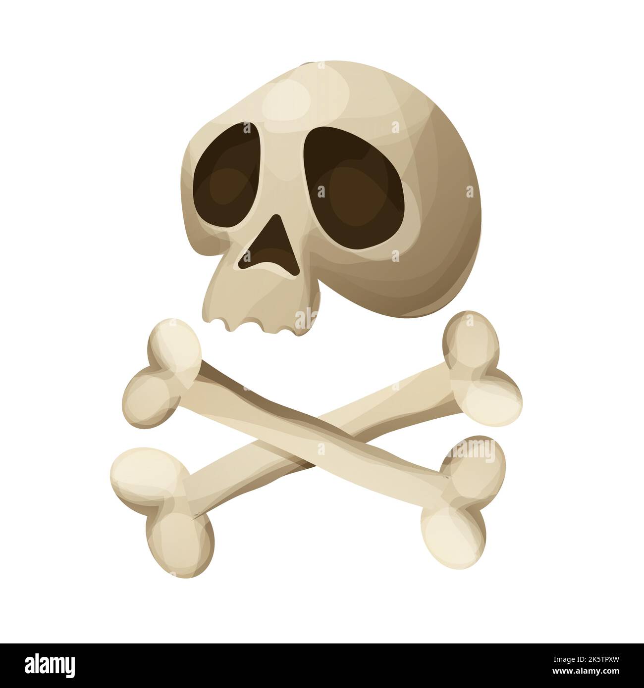 Skull, head with bones in cartoon style isolated on white background ...