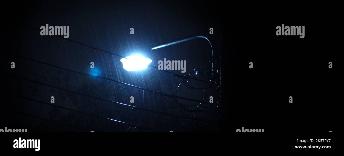 Raining Night and light. Rain Drops Falling in night at Bangkok ...