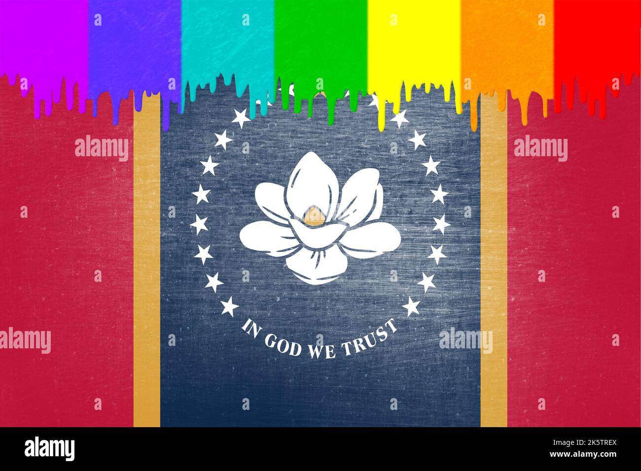 New Mississippi flag with paint on it, Progress LGBTQ Rainbow Flag ... New Mississippi flag with paint on it, Progress LGBTQ Rainbow Flag ...