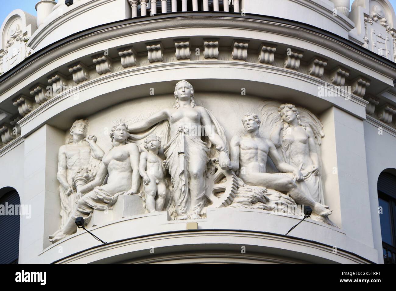 1934 architecture frieze with stone sculptures La Union y el Fenix ...
