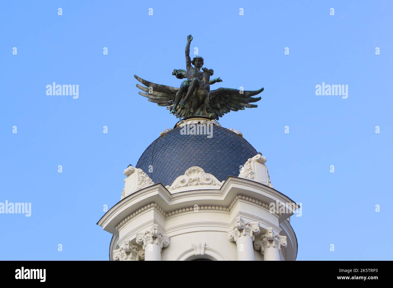 1934 architecture Cupola sculpture of winged phoenix and greek youth ...