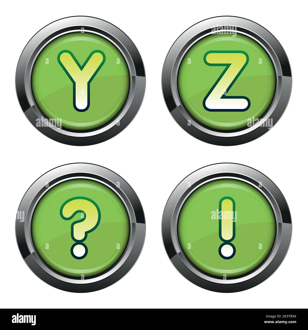Alphabet signs in chrome buttons Stock Vector Image & Art - Alamy