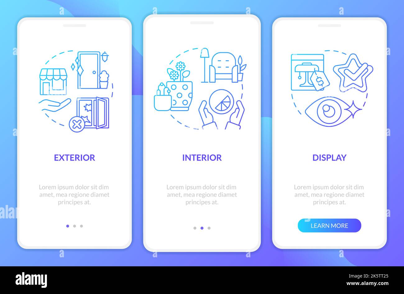 Visualization In Retail Marketing Blue Gradient Onboarding Mobile App Screen Stock Vector Image