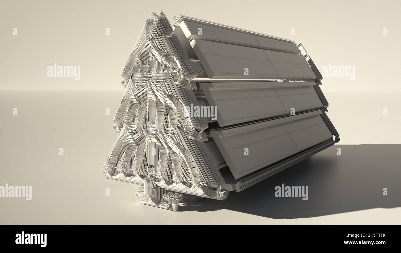 3D Illustration of a building based on the diagram of a tree. View the ...