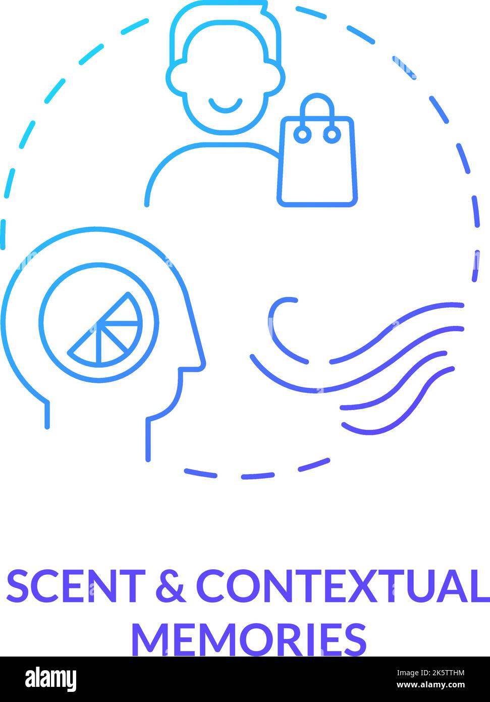 Scent and contextual memories blue gradient concept icon Stock Vector ...