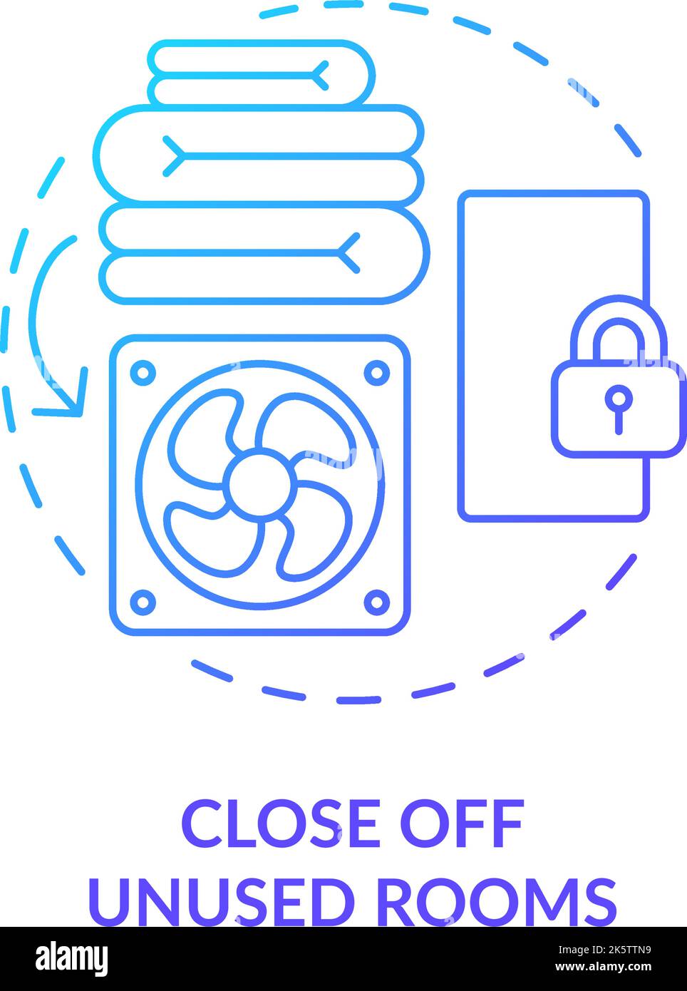 Close off unused rooms blue gradient concept icon Stock Vector Image ...