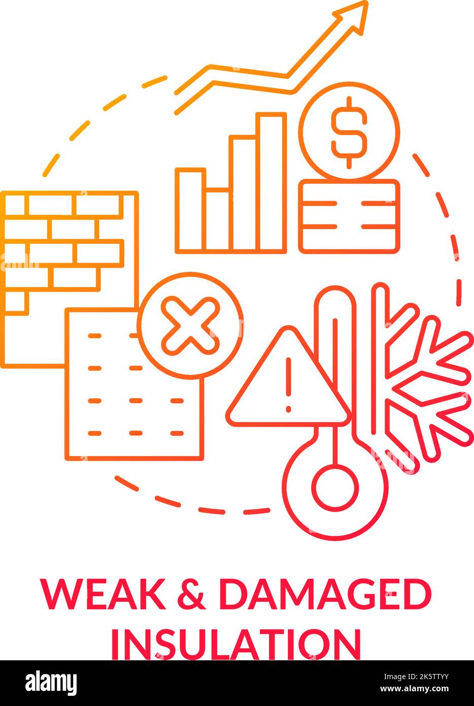 Weak and damaged insulation red gradient concept icon Stock Vector ...