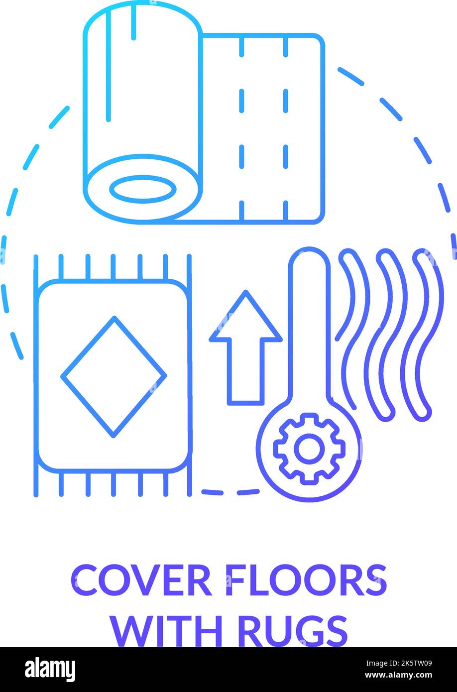 Cover floors with rugs blue gradient concept icon Stock Vector Image ...