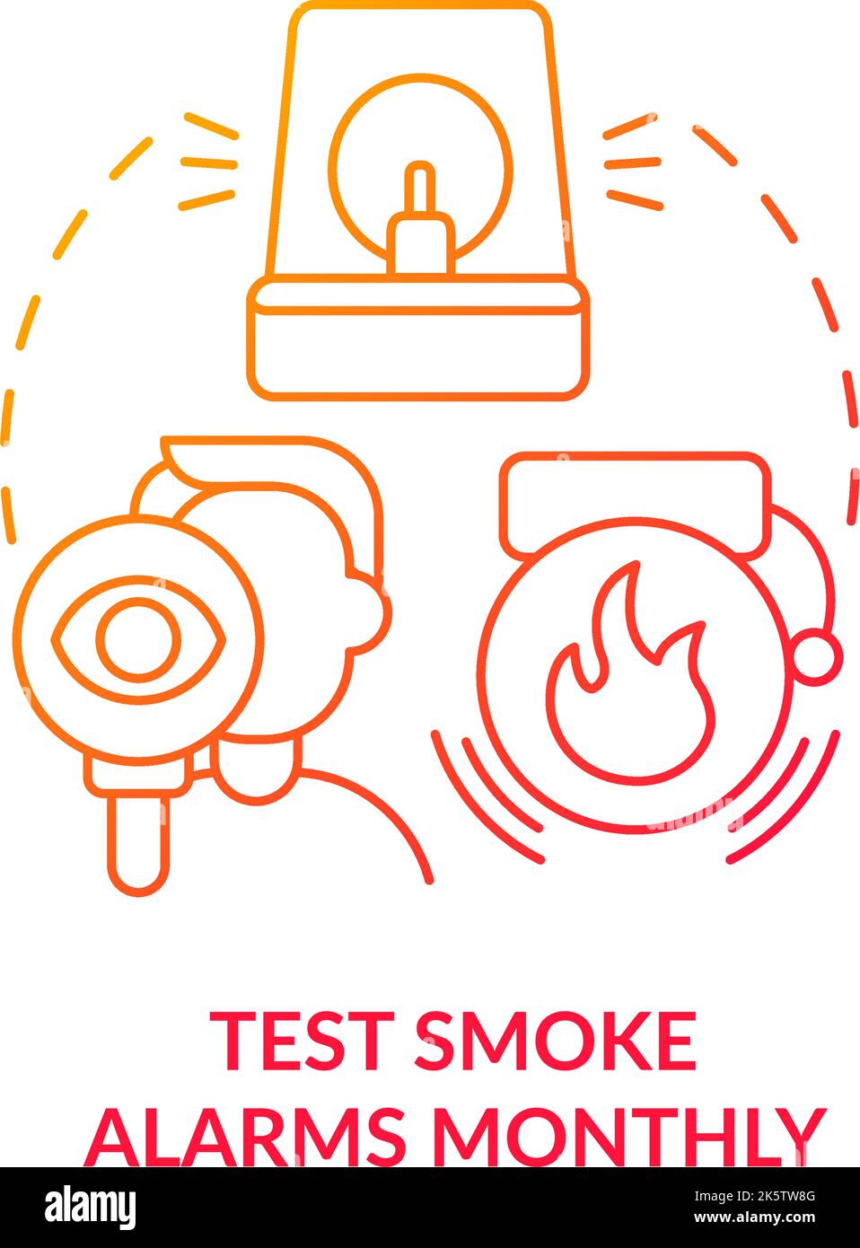 Test smoke alarms monthly red gradient concept icon Stock Vector Image ...