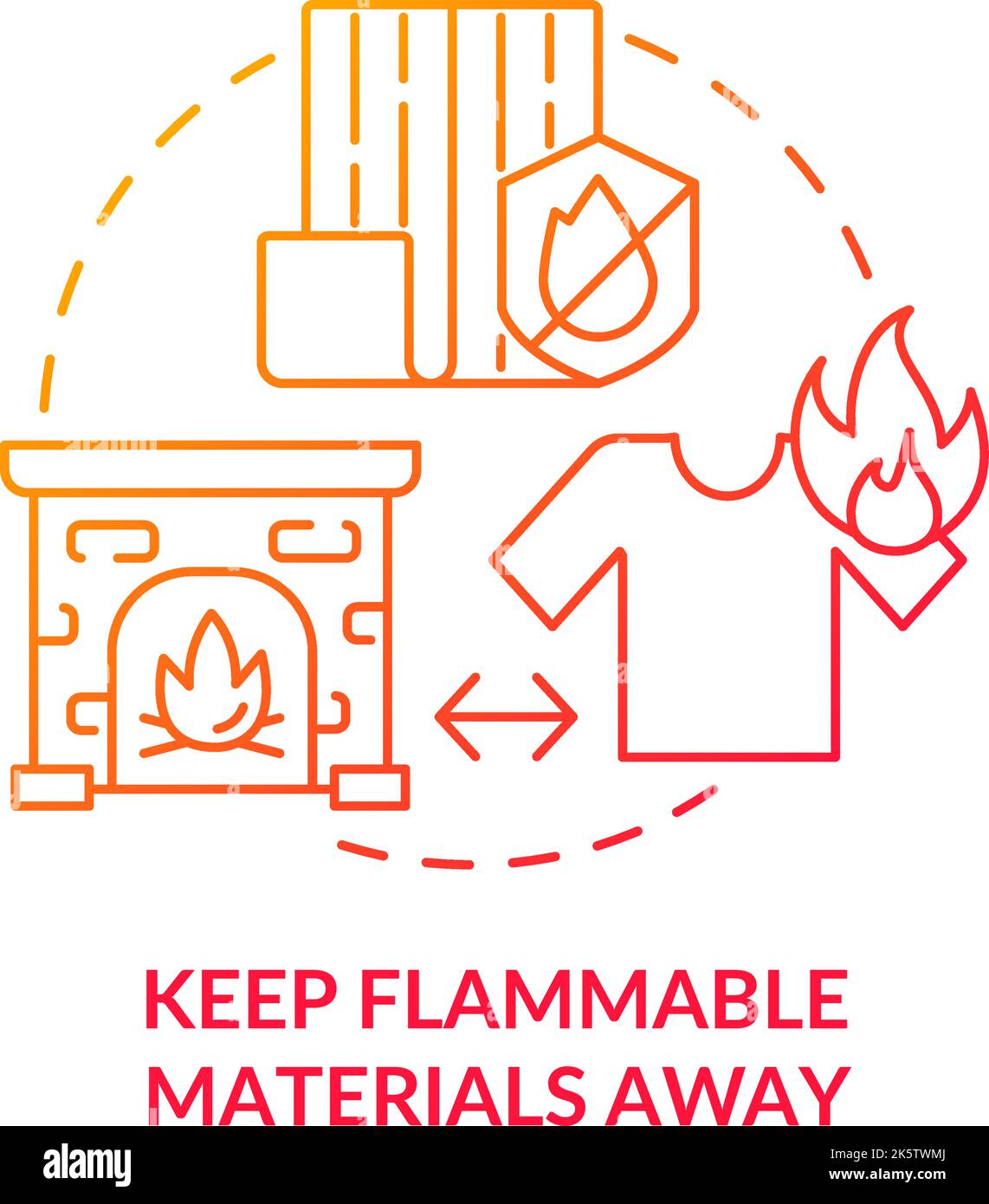 Keep flammable materials away red gradient concept icon Stock Vector ...