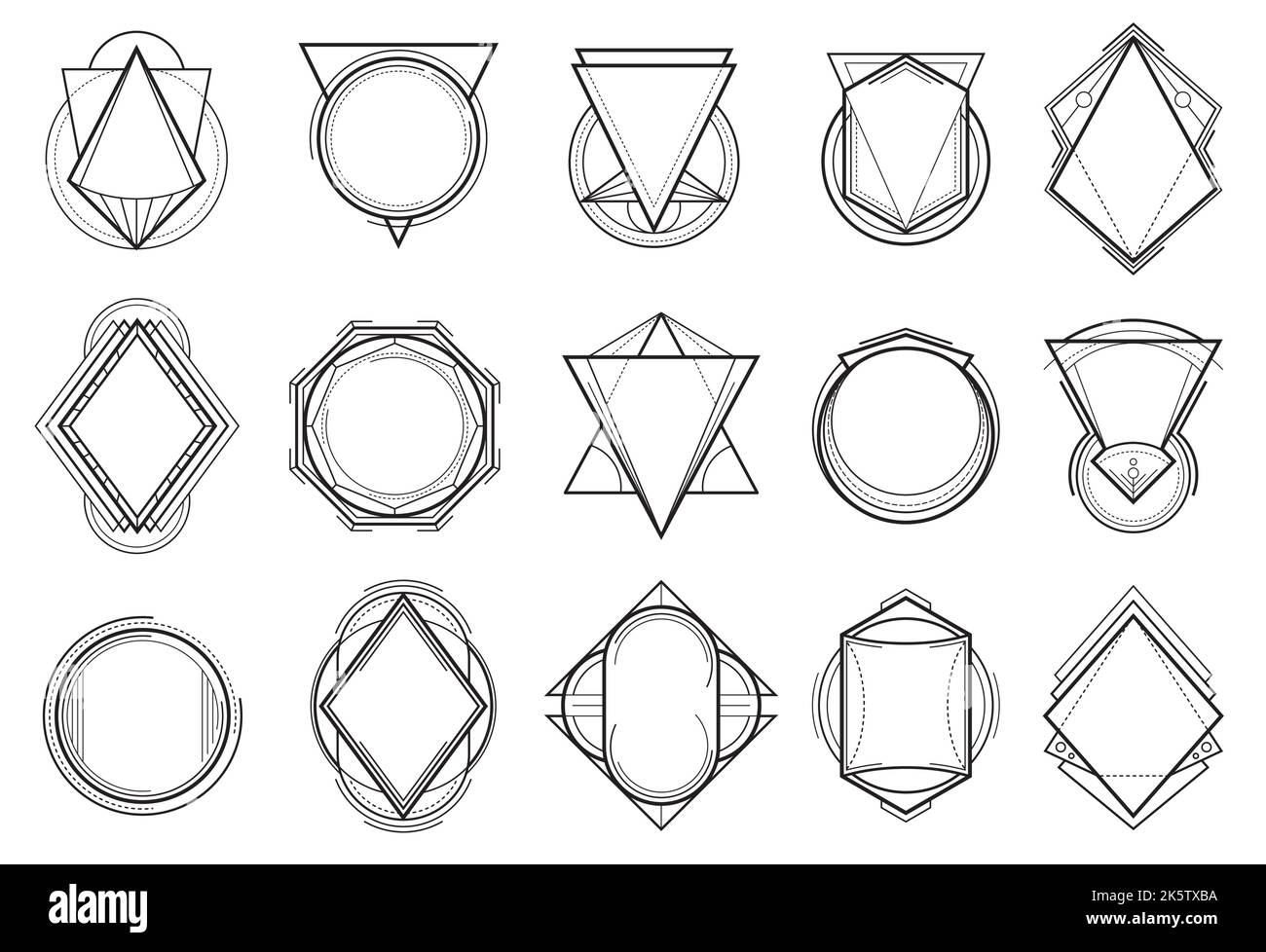 Geometric boho tattoo. Esoteric and mystical frame or outline vector ...