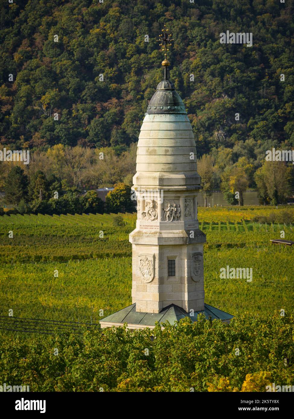 The French monument near Duernstein in Wachau (Austria) in autumn ...