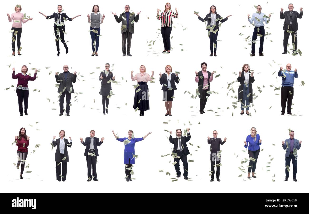 group of successful business people with money isolated Stock Photo - Alamy