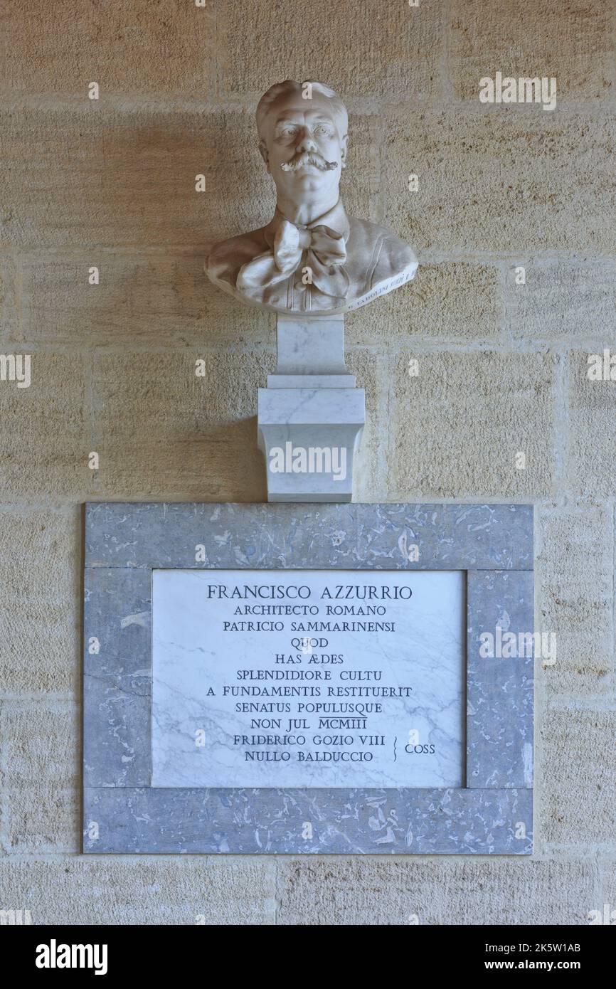 Bust of Italian architect Francesco Azzurri (1831-1901) at the town ...