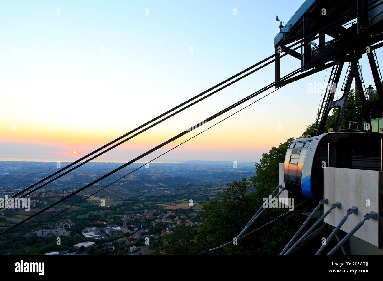 The upper station of the aerial cable car (Funivia di San Marino) at ...