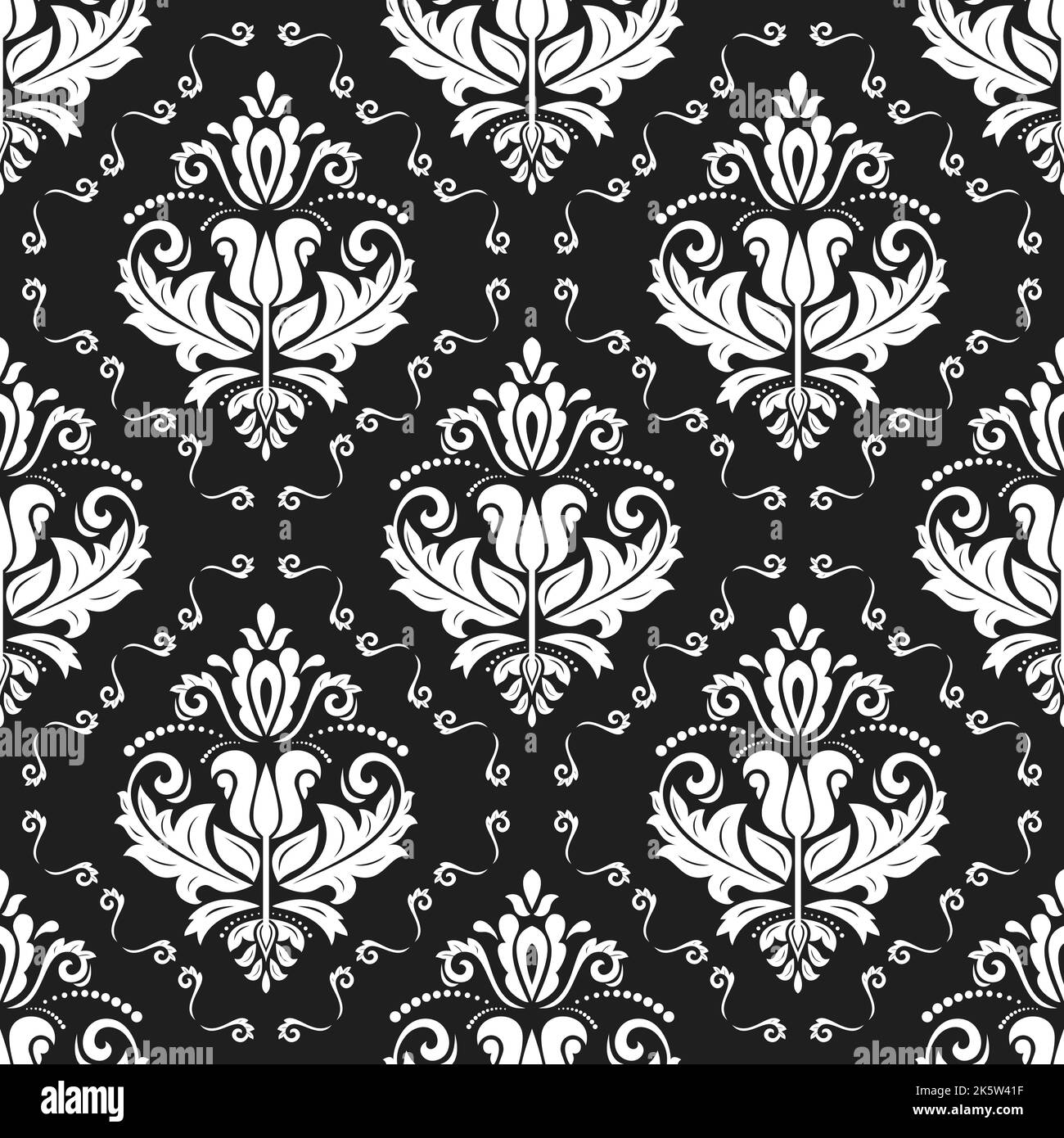 Classic seamless vector pattern. Damask orient black and white ornament ...