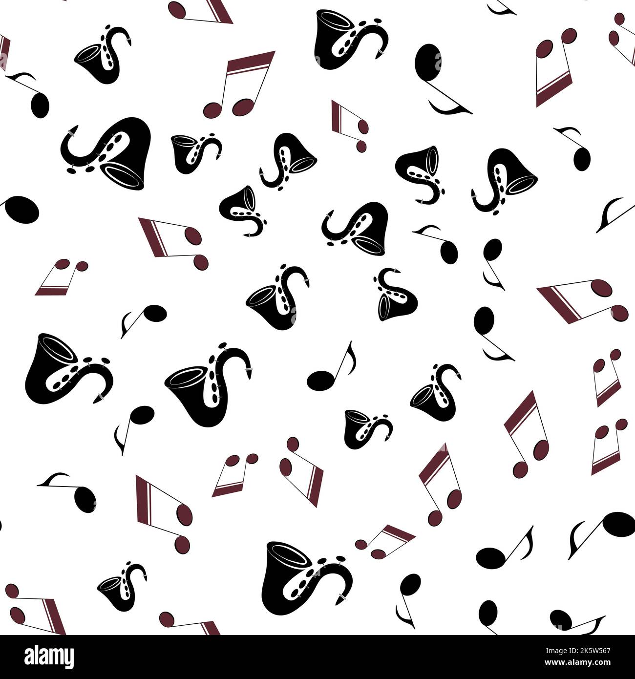 Saxophone and music notes on a white background. Abstract Music ...