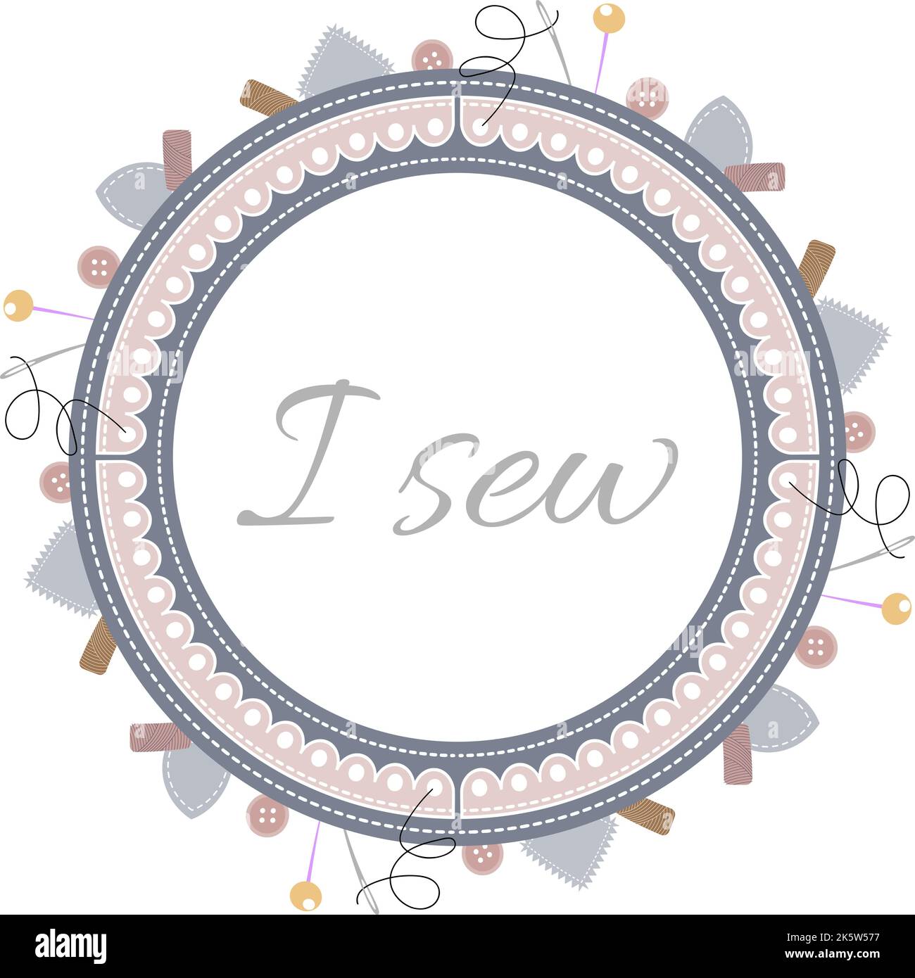 Vector illustration a round frame from objects and materials for ...