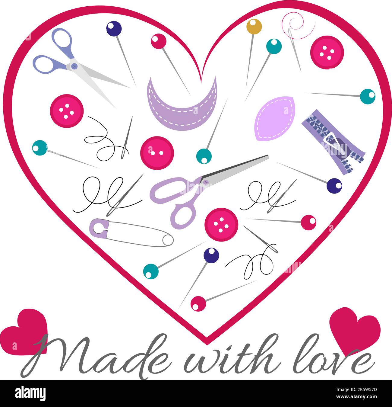 Vector illustration a heart frame from objects and materials for ...