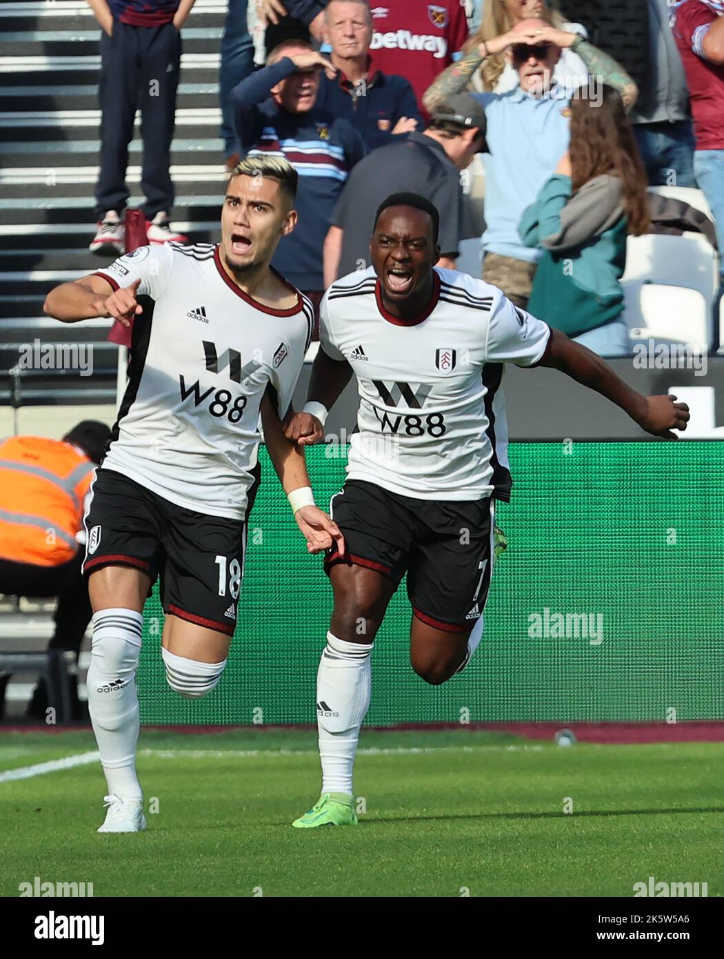 London ENGLAND - October 09: Fulham's Andreas Pereira celebrates his ...