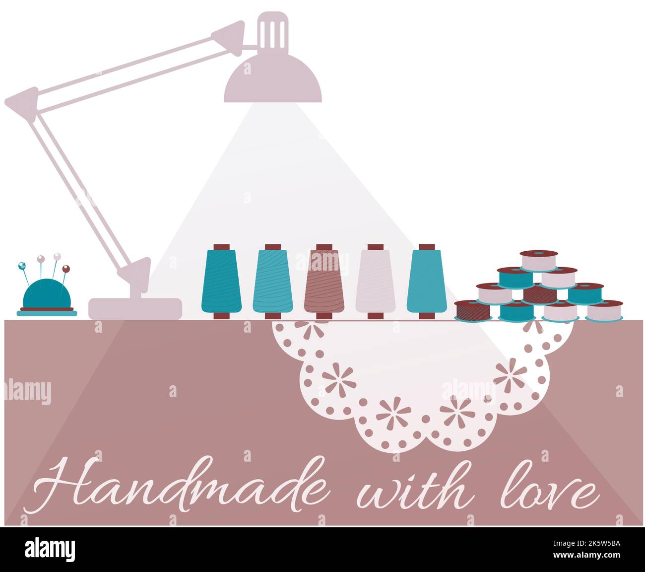 Vector illustration from objects and materials for courses of sewing ...