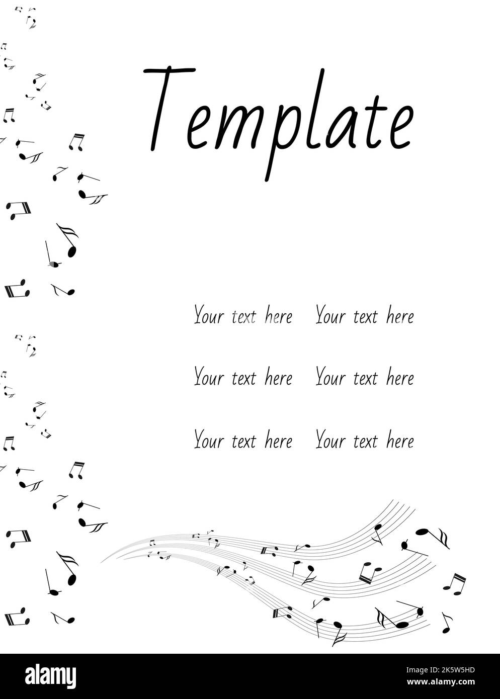 Music notes and musical lines on a white background. Musical poster for ...