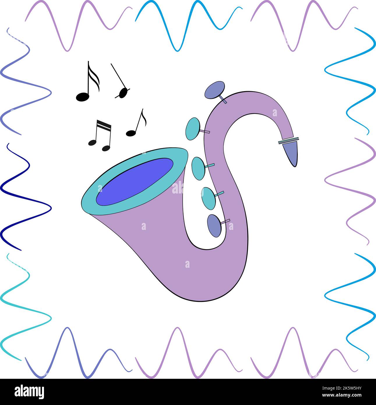 Saxophone and music notes on a white background. Musical poster for ...