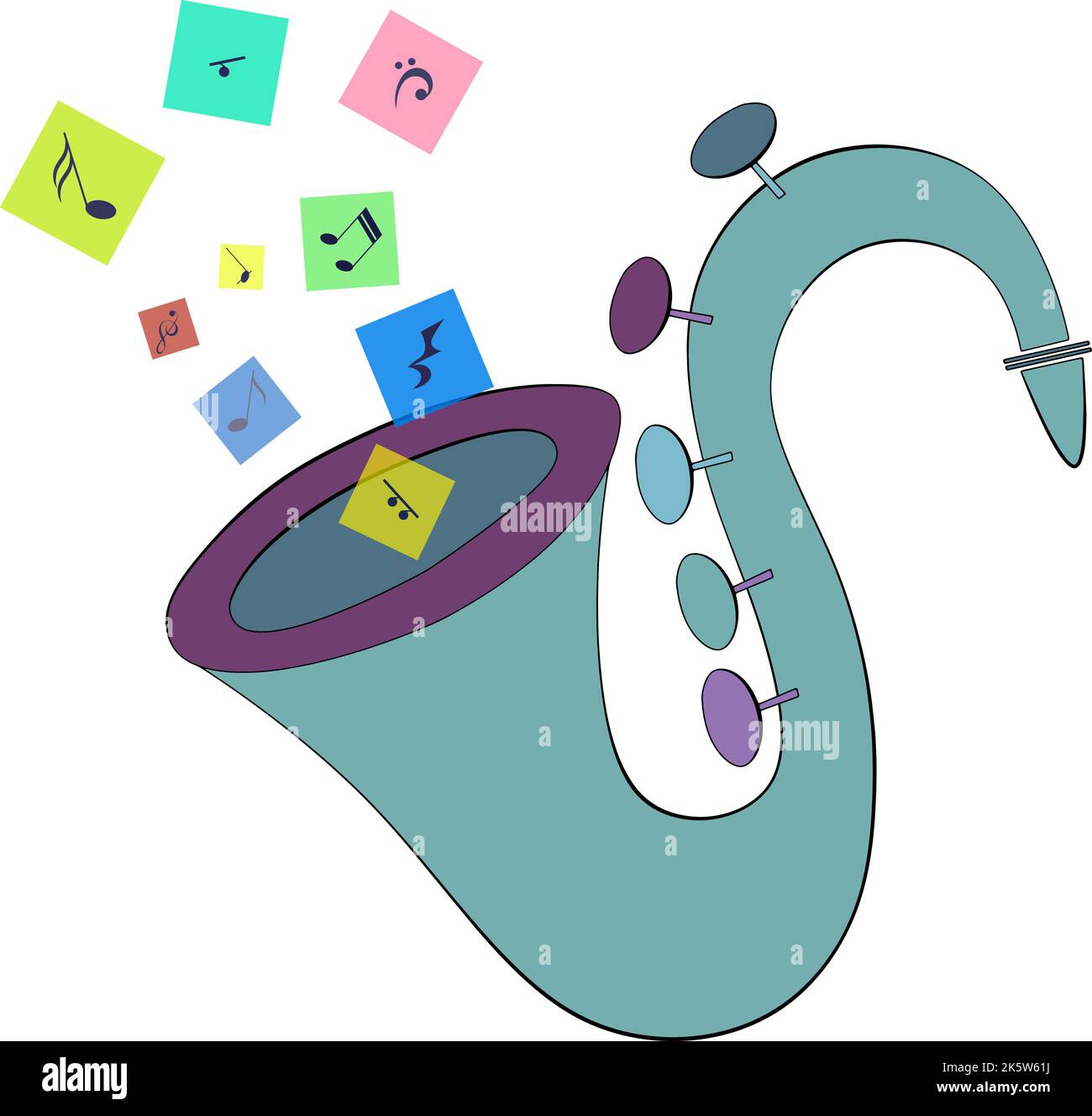 Saxophone and music notes on a white background. Musical poster for ...