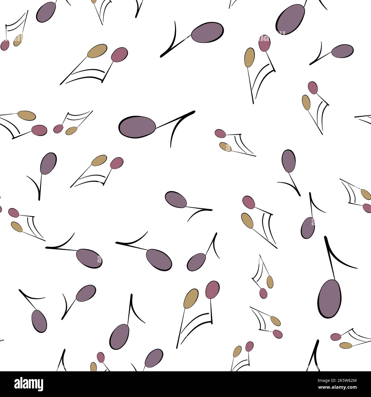 Music notes are scattered over a white background. Abstract Music ...