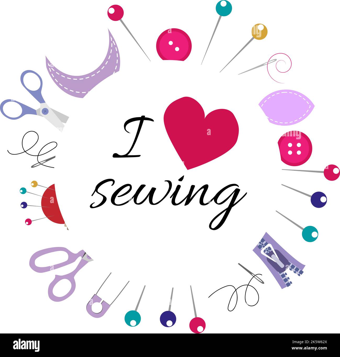 Vector illustration a round frame from objects and materials for ...