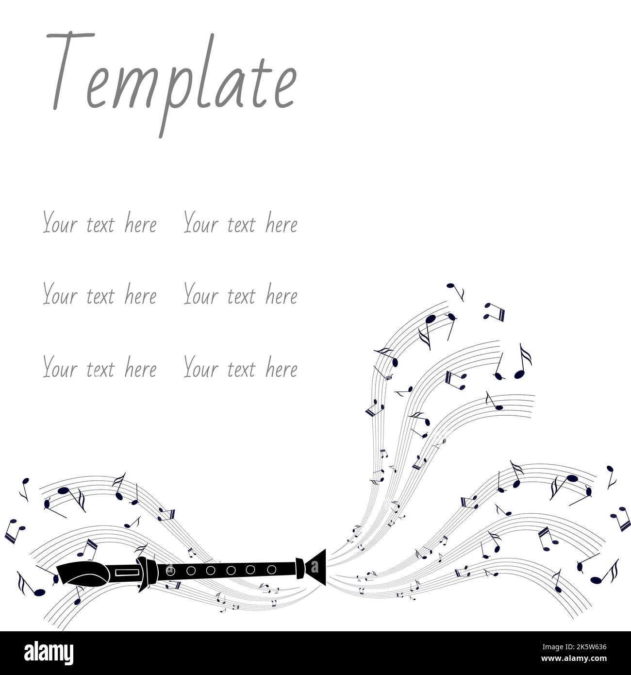 Flute and musical lines on a white background. Musical poster for your ...
