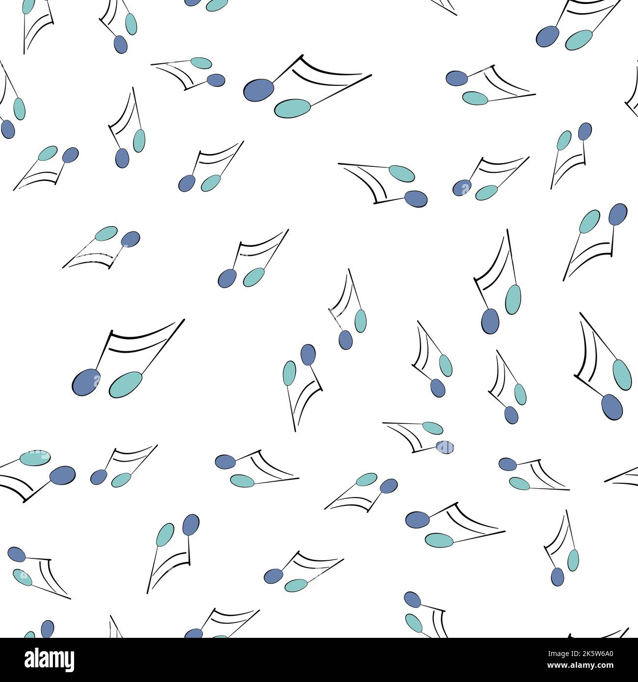 Music notes are scattered over a white background. Abstract Music ...