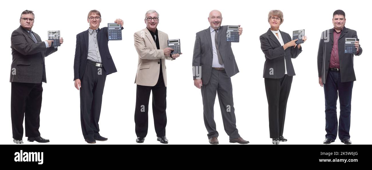 collage of people demonstrate calculator in hand isolated Stock Photo ...