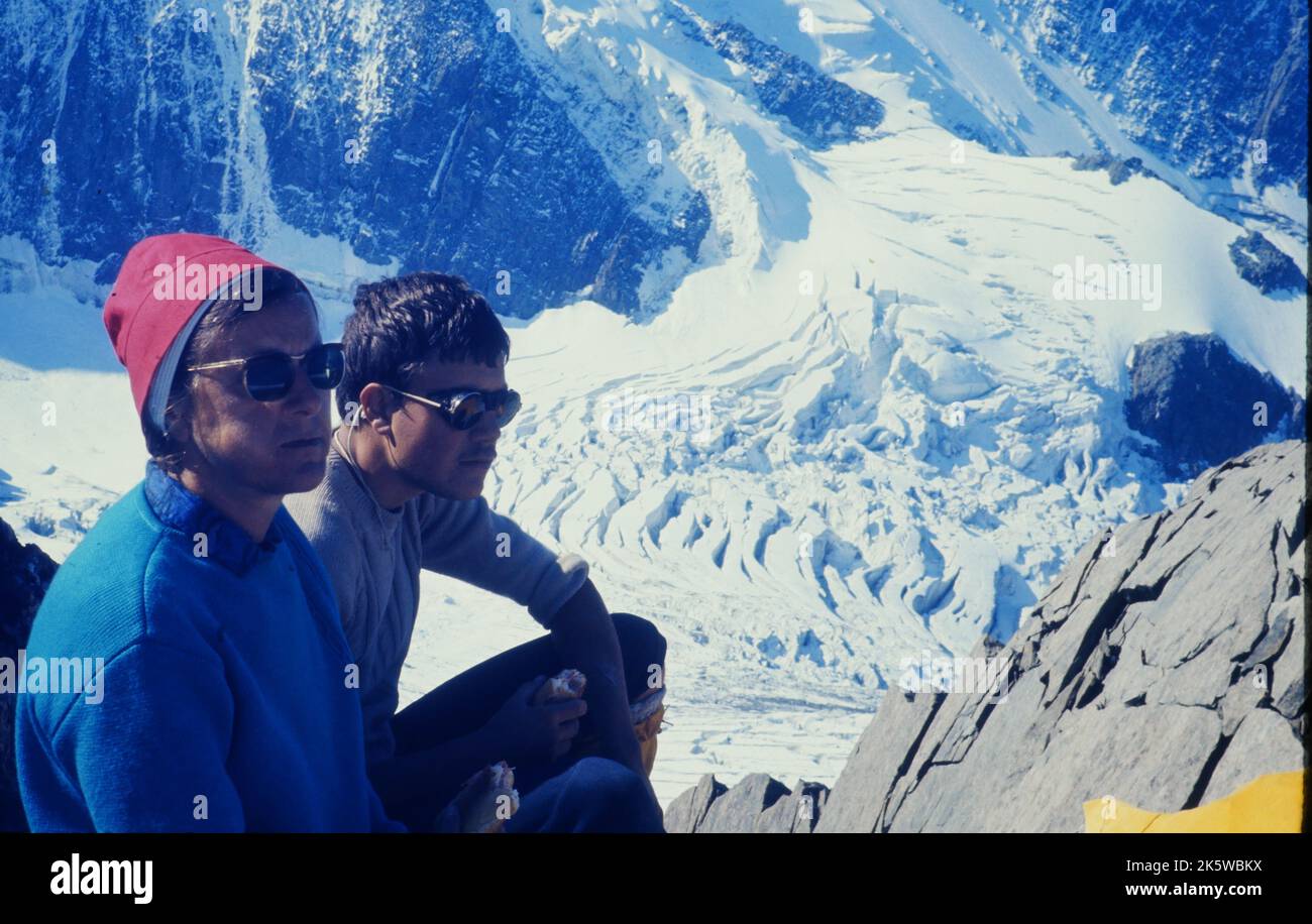 On the way to the Gouter hut, Aiguille du Gouter, Mont-Blanc chain ...