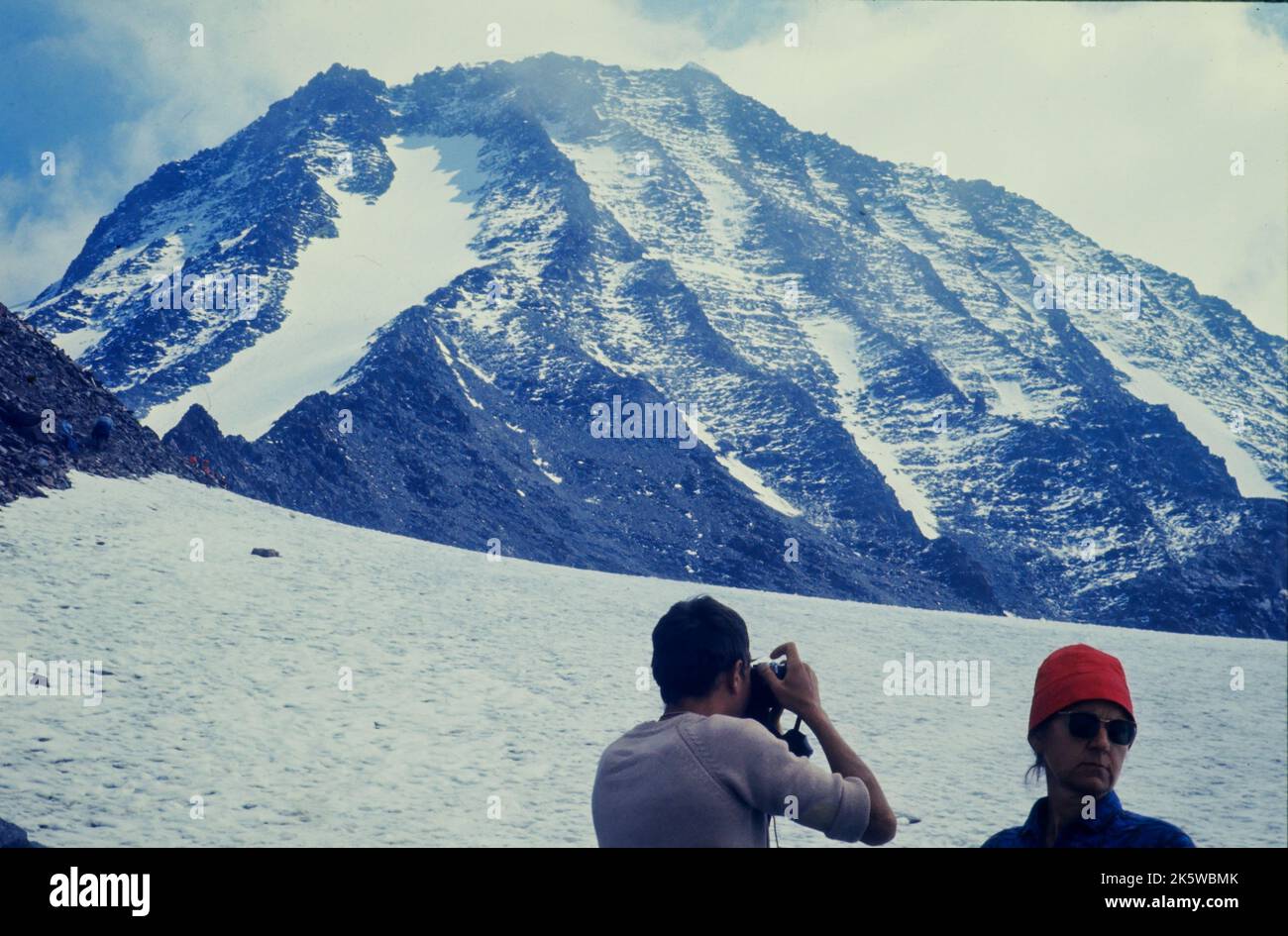 On the way to the Gouter hut, Aiguille du Gouter, Mont-Blanc chain ...