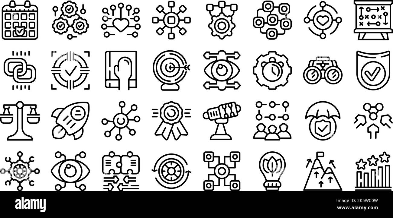 Integrity icons set outline vector. Passion honesty. Business trust ...