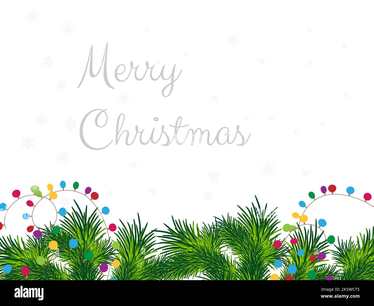 Christmas horizontal background of fir branches, garlands and ...