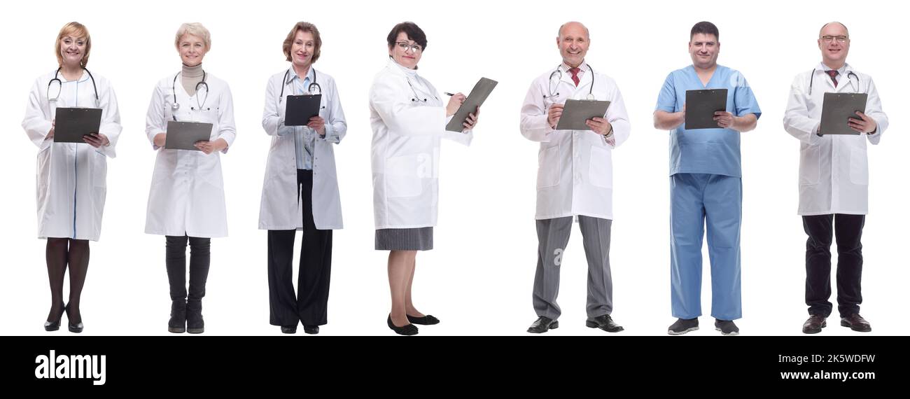group of doctors in full length isolated on white Stock Photo - Alamy