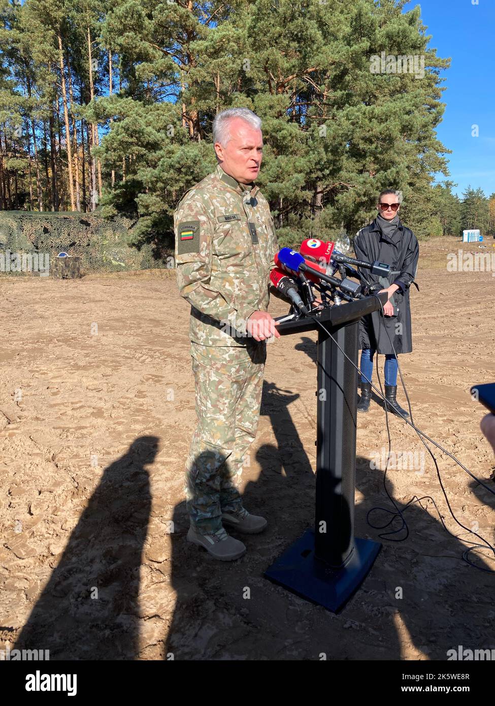 Gaiziunai, Lithuania. 10th Oct, 2022. Lithuania's President Gitanas ...