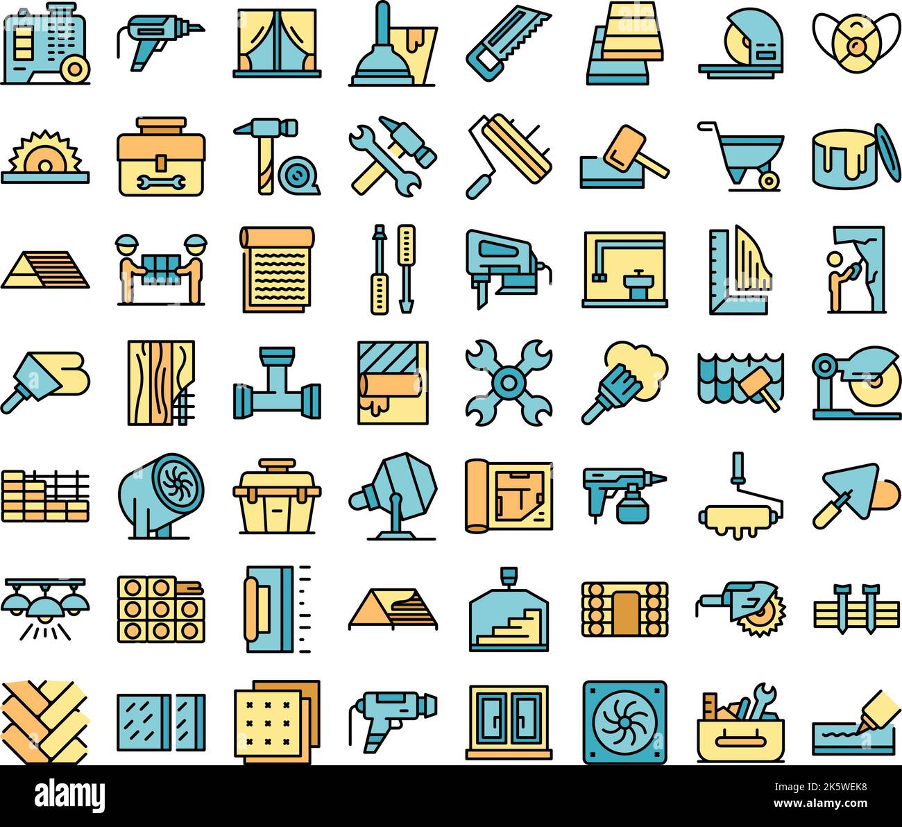 DIY repair icons set outline vector. Worker repair. Construction house ...