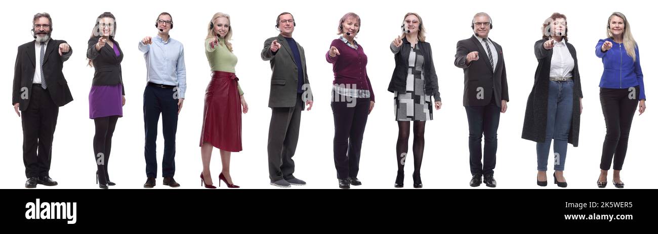 group of business people with microphone isolated Stock Photo - Alamy